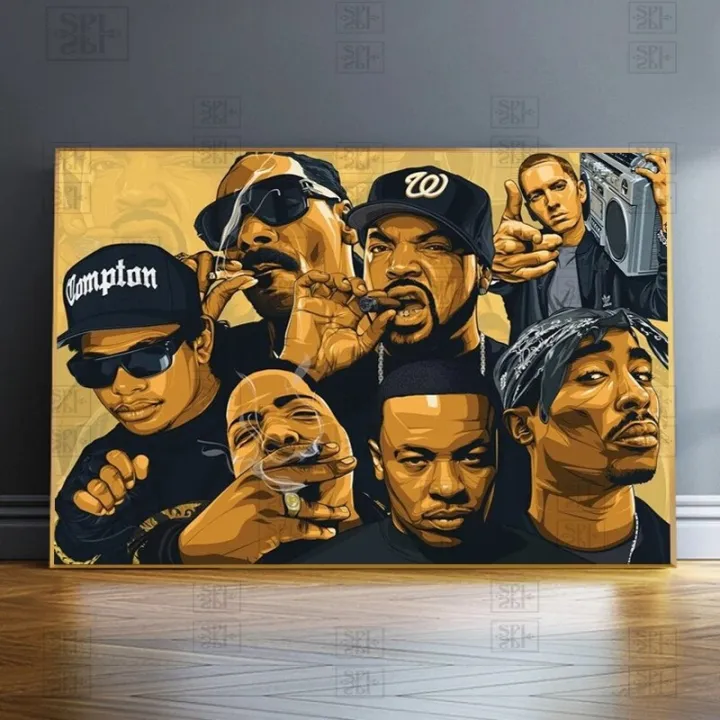 Abstract Canvas Paintings Rapper Stars 2Pac Tupac West Coast Music Wall ...