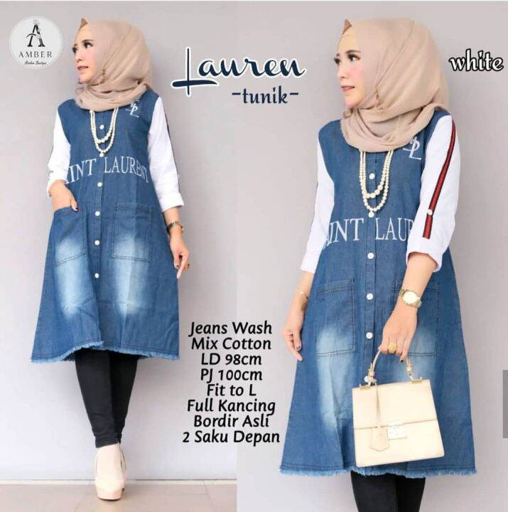 Tunik Jeans Wanita|LAUREN TUNIK| Tunik Jeans Terbaru|Tunik Jeans Rawis ...