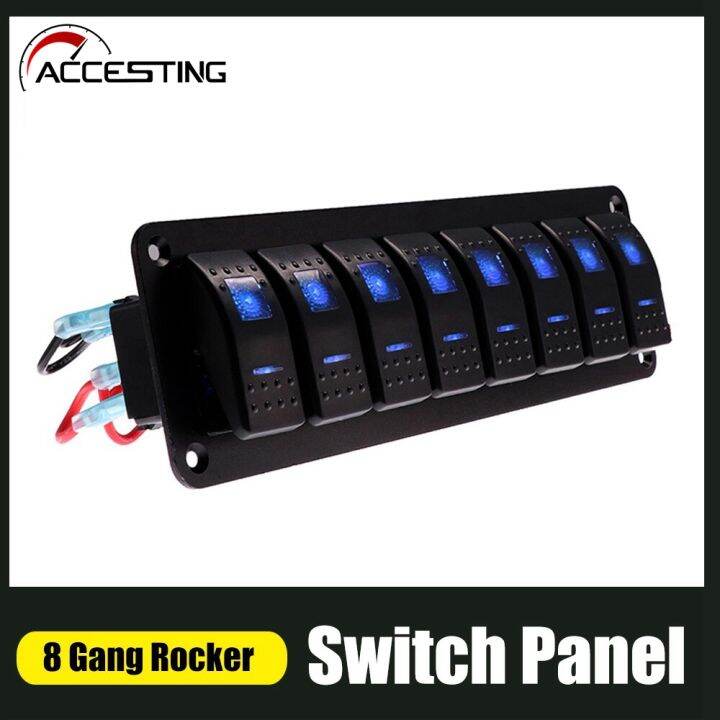 8 Position Switch Panel, 12V/24V Waterproof Toggle Switch Panel with ...