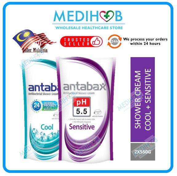 Antabax COOL&SENSTIVE Antibacterial Shower Cream 2X550ml | Lazada
