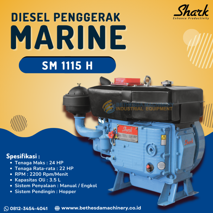 Mesin Penggerak Diesel Solar 22 HP / 24 Hp Shark - Engine Marine Hopper Engkol | Lazada Indonesia