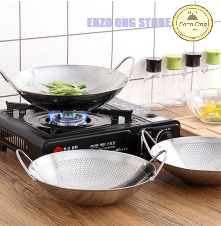 Stainless Steel Thick Dual Handle Mini Frying Wok Cooking Pan Kawali ...
