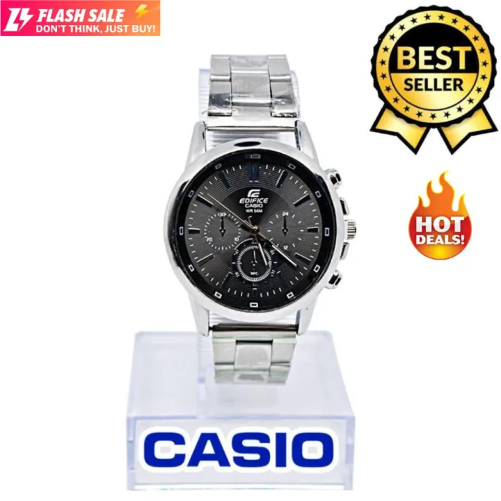 Casio Edifice 3 Chronograph Black Dial Stainless Steel Watch for Men ...