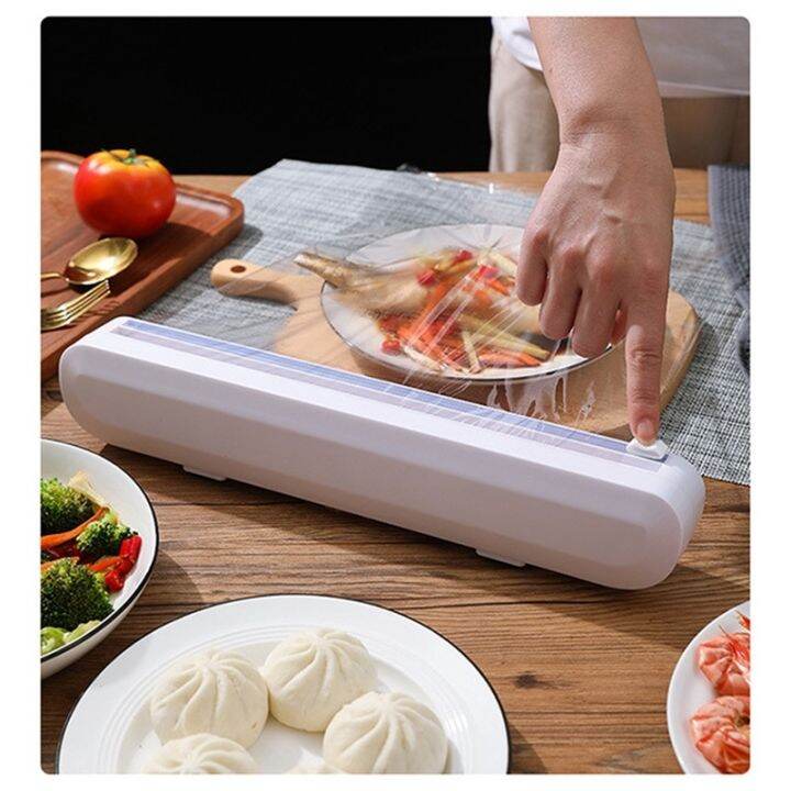 Reusable Food Wrap Cutter Cling Film Cutter Plastic Wrap Dispenser with ...