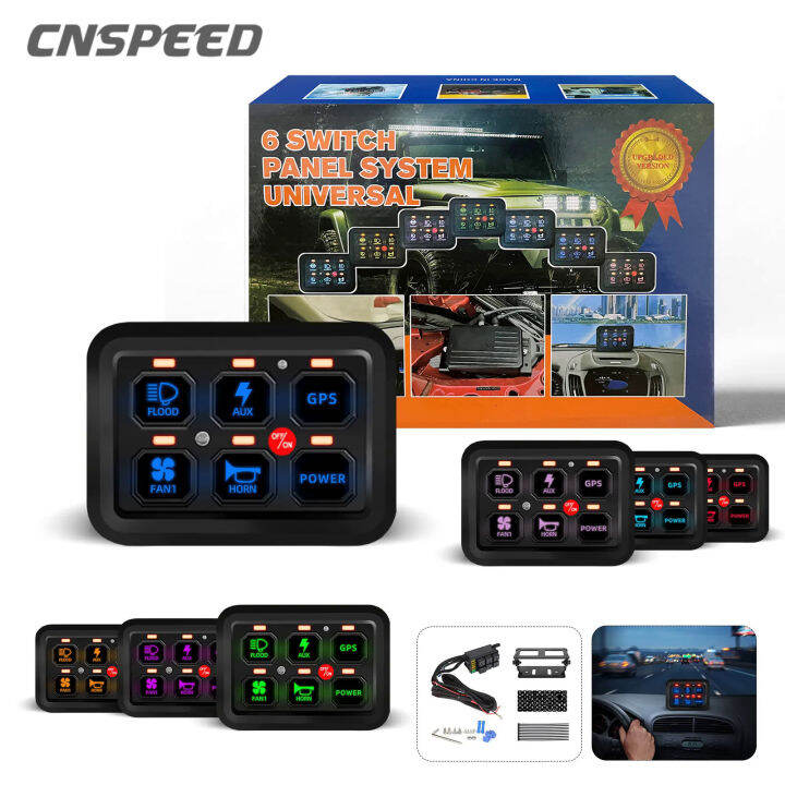 CNSPEED 6 Gang LED Switch Panel On Off Control 12V Automatic Light ...