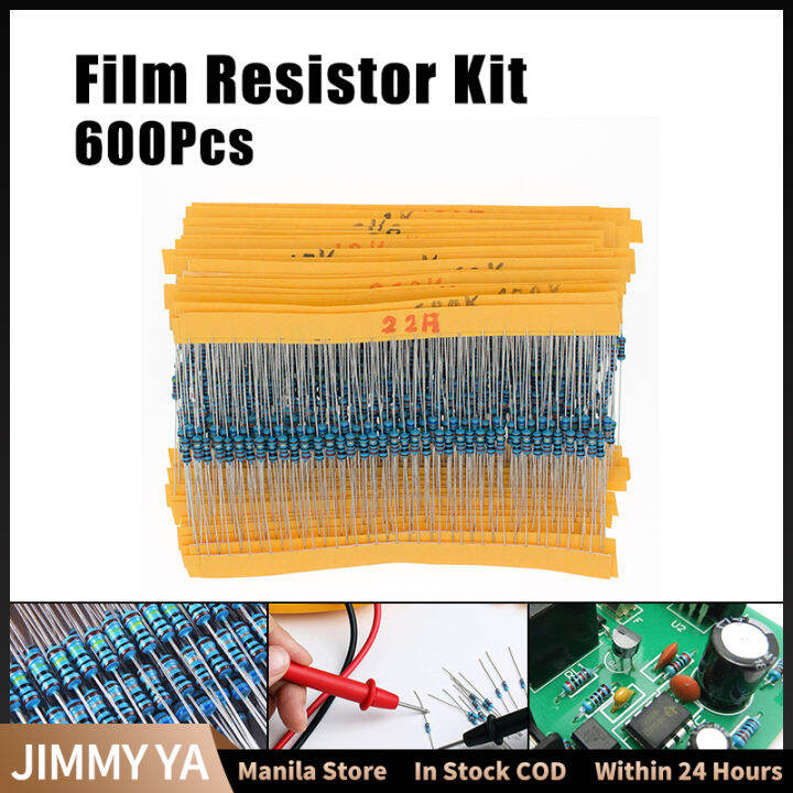 600pcs/bag 30 Kinds 1/4W Resistance Pack 1% Metal Film Resistor ...