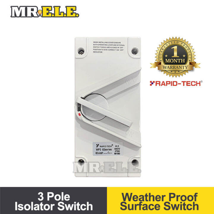 Rapid-Tech (20A/35A/63A) 3 Pole Isolator Switch/Weatherproof Surface Switch Solator Outdoor ...