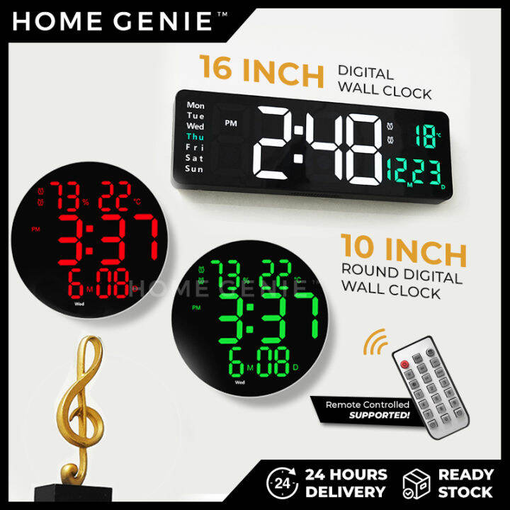 16 inch LED Remote Control Clock Digital Wall Alarm Clock Living Room ...