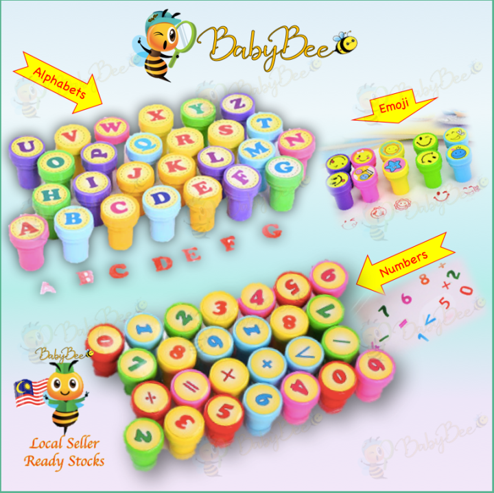Baby Bee Alphabet Number Stamp Chop Reward Dinosaur Emoji Animal Carton ...