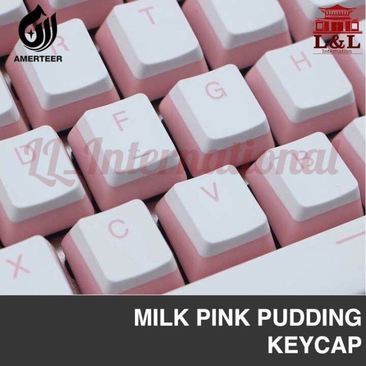 Milk Pink keycaps Double Lens Backlit PBT Pudding Keycap Set Suitable ...