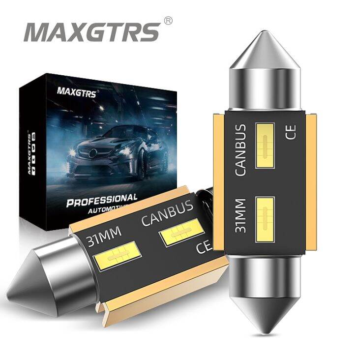 MAXGTRS 2x Festoon 31mm 36mm 41mm C5W LED Bulbs Canbus Dome Reading Trunk Door Lamp License ...