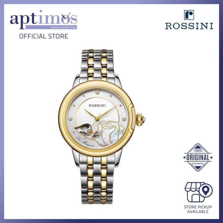 [Aptimos] Rossini Medal 5748T01B Silver, Floral printed Dial Women ...