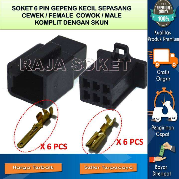 ( isi 5 pcs ) SOKET 6 PIN HITAM SOKET KONEKTOR SOCKET CONNECTOR KABEL ...