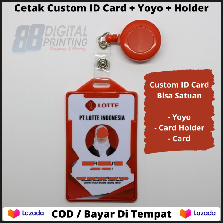Cetak ID Cardd Custom Lengkap YOYO ID Card / Name Tag Pengenal Karyawan | Lazada Indonesia