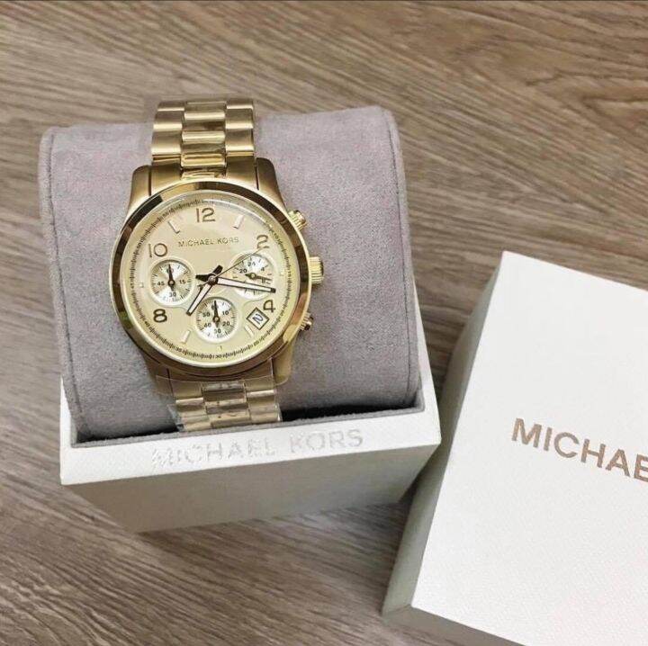 MK5055 Michael Kors Midsized Chronograph Gold-tone Unisex Watch With 1 Year Warranty For ...