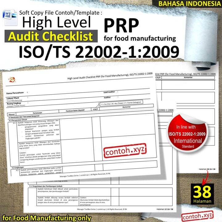 [Softcopy #15] Contoh/ Template: High Level (PRP) Audit Checklist, ISO ...
