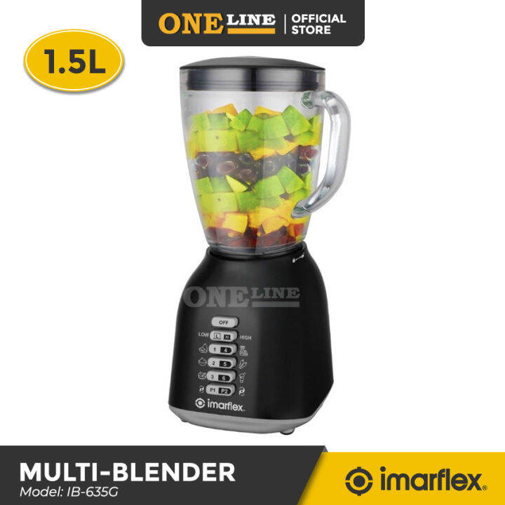Oneline Imarflex IB-635G Glass Jar Multi- Blender 1.5L Capacity with 6 ...