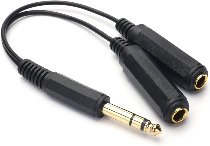 6.35mm 1/4 inch Male Plug Stereo to 2 Dual 1/4"TRS Female Jack ...