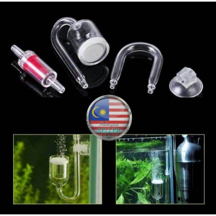 🇲🇾 Aquarium CO2 Diffuser For Aquascape Planted Tank 2in1 Diffuser Bubble Counter Carbon Dioxide ...