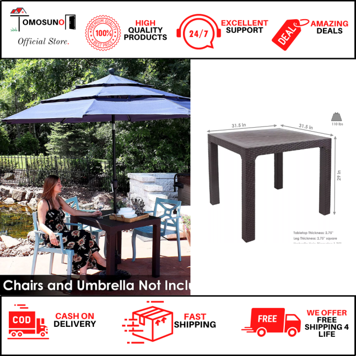TOMOSUNO Pastic Square Rattan Outdoor or Indoor Table Brown | Lazada PH