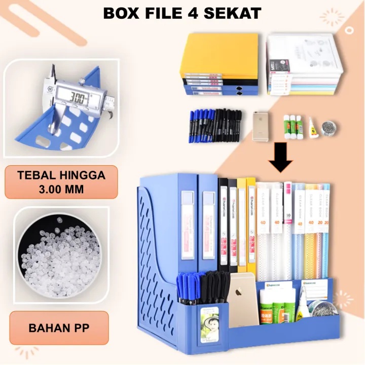 Rak Buku Kotak Penyimpanan Box File Dokumen ATK Keranjang Plastik 4 ...