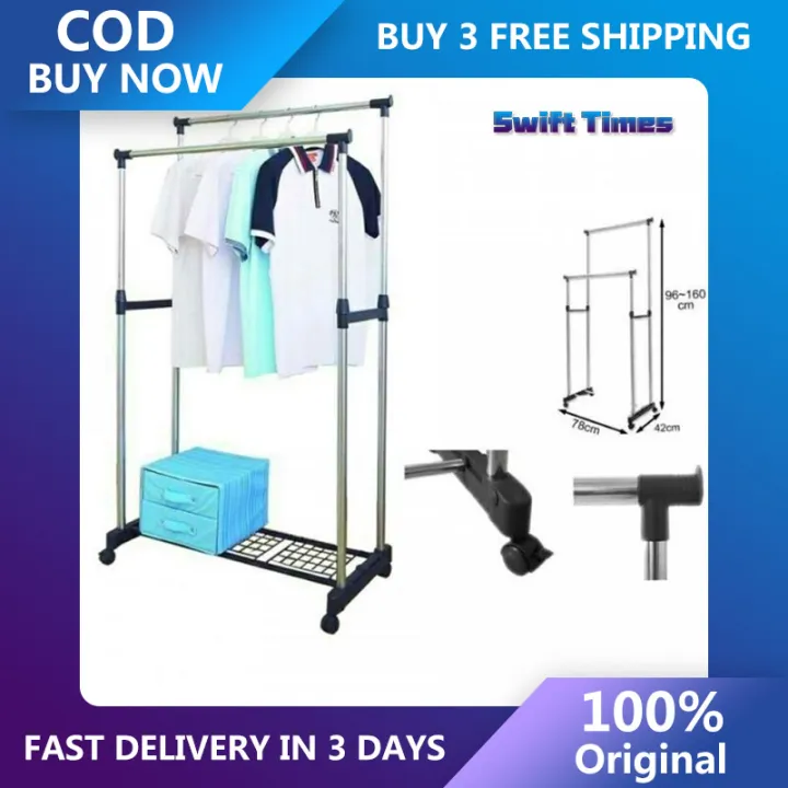 Adjustable Sampayan Double Pole Stainless Steel Clothes Rack | Lazada PH