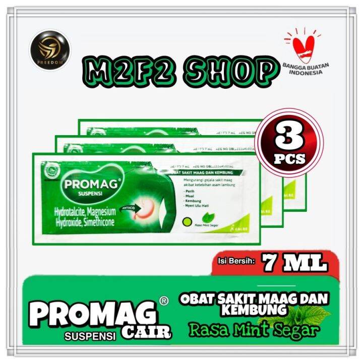 Promag Cair Obat Sakit Maag dan Kembung Sachet Rasa Mint - 7 ml ...