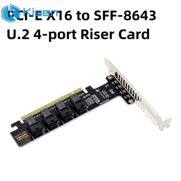 Pcie X16 To 4 Ports U.2 Nvme Sff-8643 Sff-8639 Expansion Card Pci-e 4.0 ...