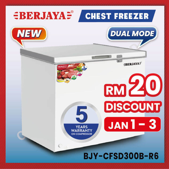 Berjaya Premium 230L Chest Freezer BJY-CFSD300B-R6 (White) 5 YEARS ...