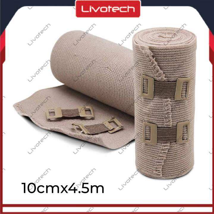 Elastic Bandage + Klip 10cm x 4,5m Perban 4" Elastis 4 inch Wrap 10 cm ...