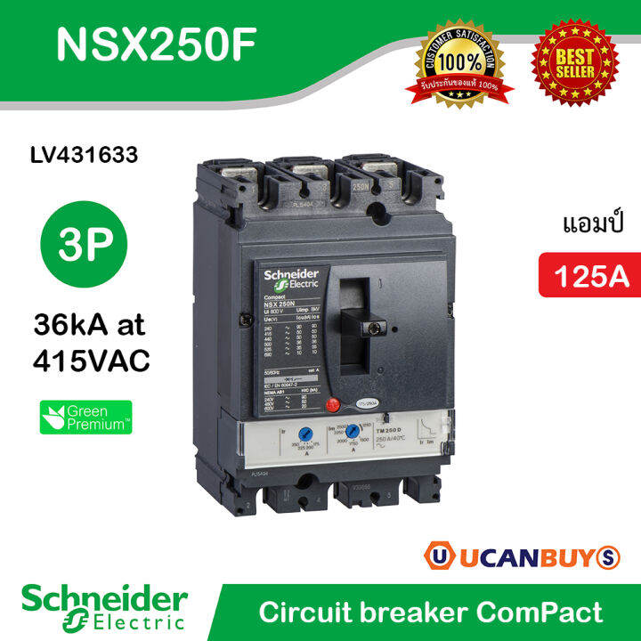 Schneider LV431633 Circuit breaker ComPact NSX250F, 36 kA at 415 VAC ...
