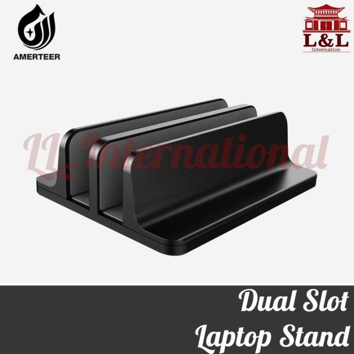 Dual-Slot Adjustable Vertical Laptop Stand Made of Premium ABS Plastic ...