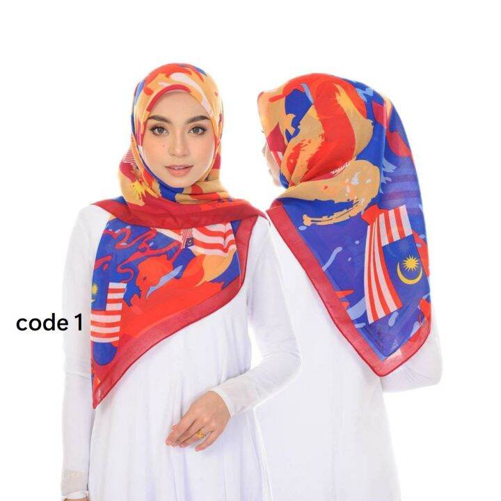 👩🏻👧🏻 Tudung Bawal Merdeka Edisi Ibu Anak Tudung Bendera Malaysia vu ...