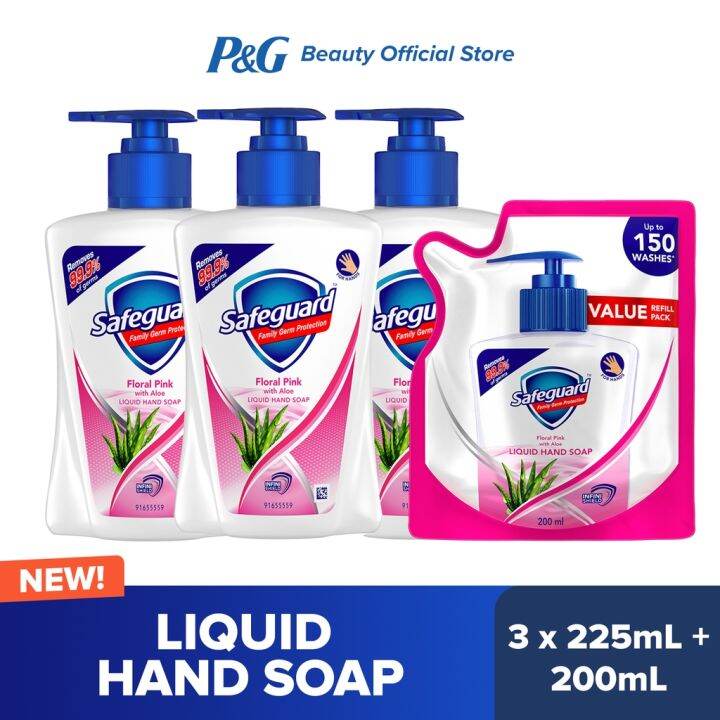 ♫safeguard Pink Liquid Hand Soap 225ml 3 Pieces 200ml Refill