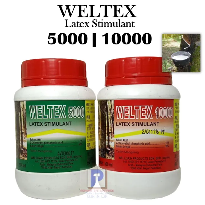 WELTEX 5000/10000 Latex Stimulant 500ml / Penggalak Susu Getah / Green ...