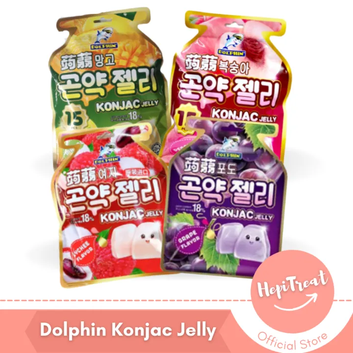 Dolphin Konjac Jelly Mango/Peach/Lychee/Grapes (15pcs) by Hepi Treat | Lazada