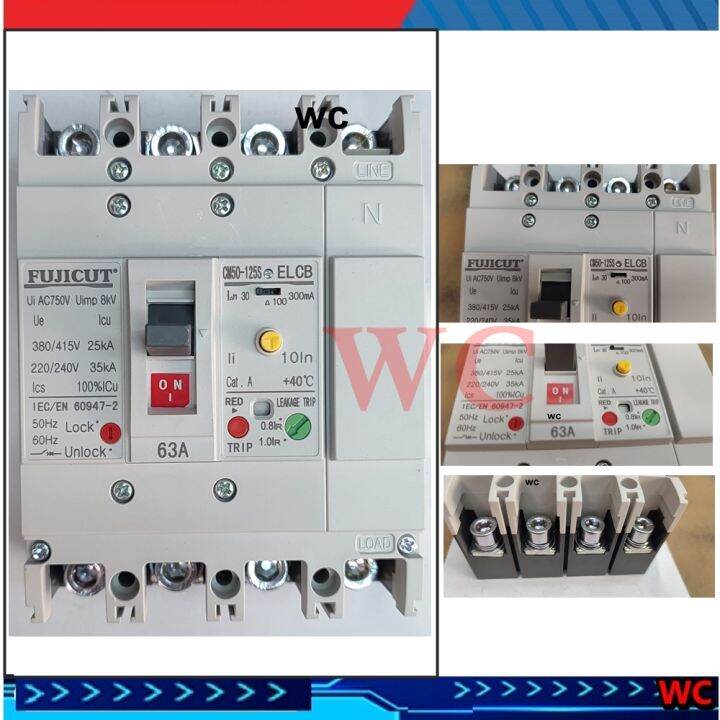 เบรกเกอร์กันดูด 3เฟส 3P 4W 100A ยี่ห้อ FUJICUT RCBO Earth Leakage Circuit Breaker 380V | Lazada ...