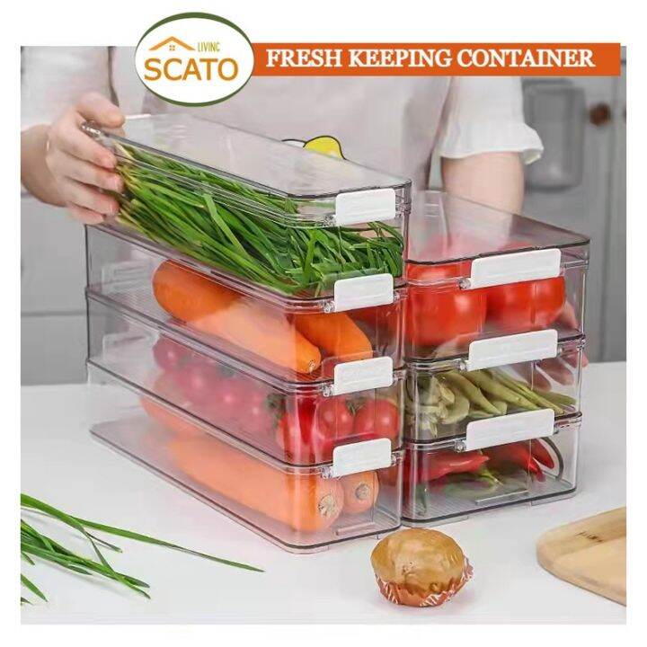 fridge stackable organizer bin set transparent ref food storage ...