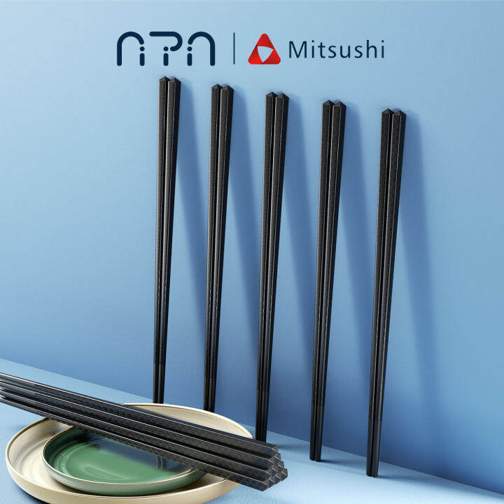 Nipiin 10 Pairs Reusable Chopsticks Non-Slip Kitchen Household Hotel ...