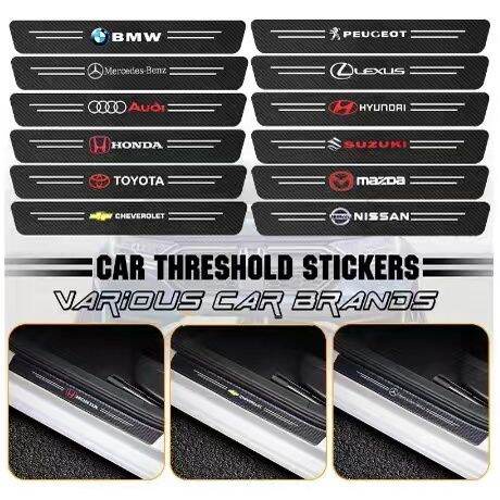 Ready Stock Carbon Fiber Car Door Sill Sticker Protecto 4pcs/1Set（Free ...