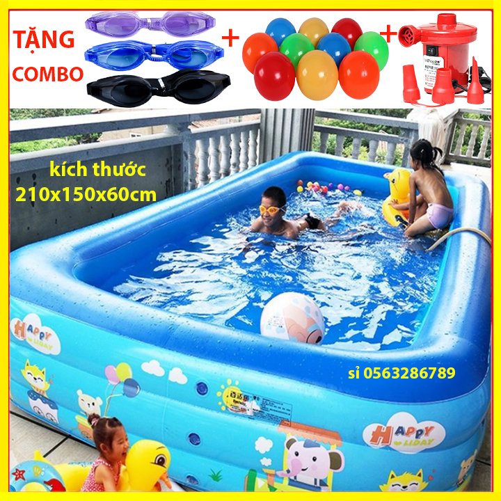 ( Tặng BƠM ĐIỆN+ bóng ) Bể Bơi Phao Trẻ Em 1M5,1M8,2M1,2M6, HỒ BƠI PHAO ...