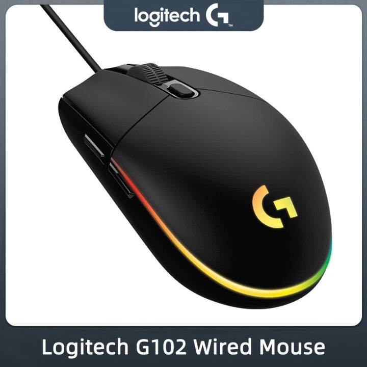 Original Logitech G102 Light Sync Wired Gaming Mouse With Customizable RGB Lighting, 6 ...
