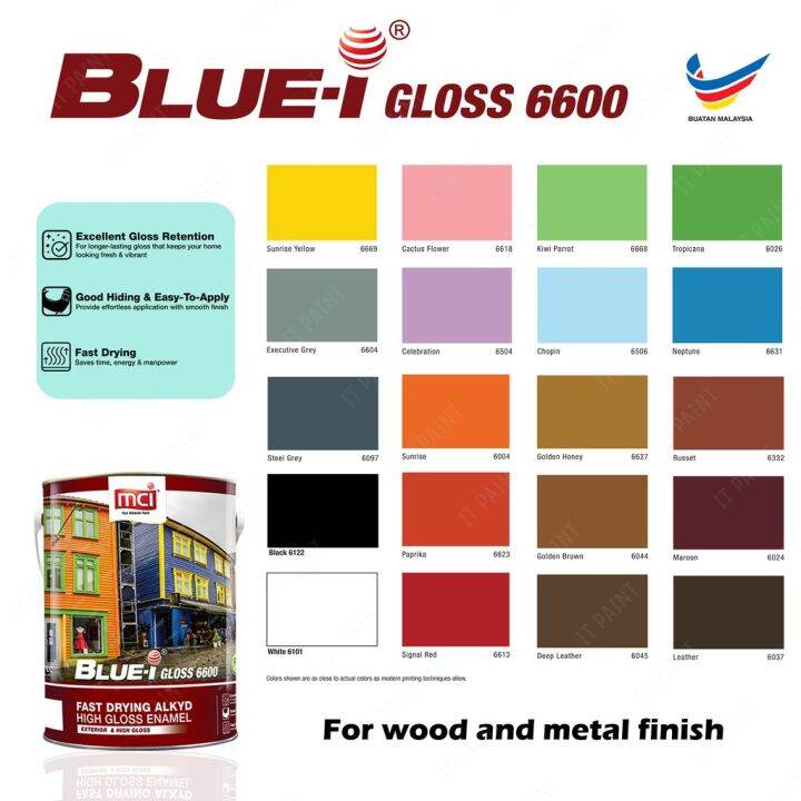 1 Liter MCI BLUE-I GLOSS 6600 For Wood and Metal Paint Cat Minyak Kayu ...