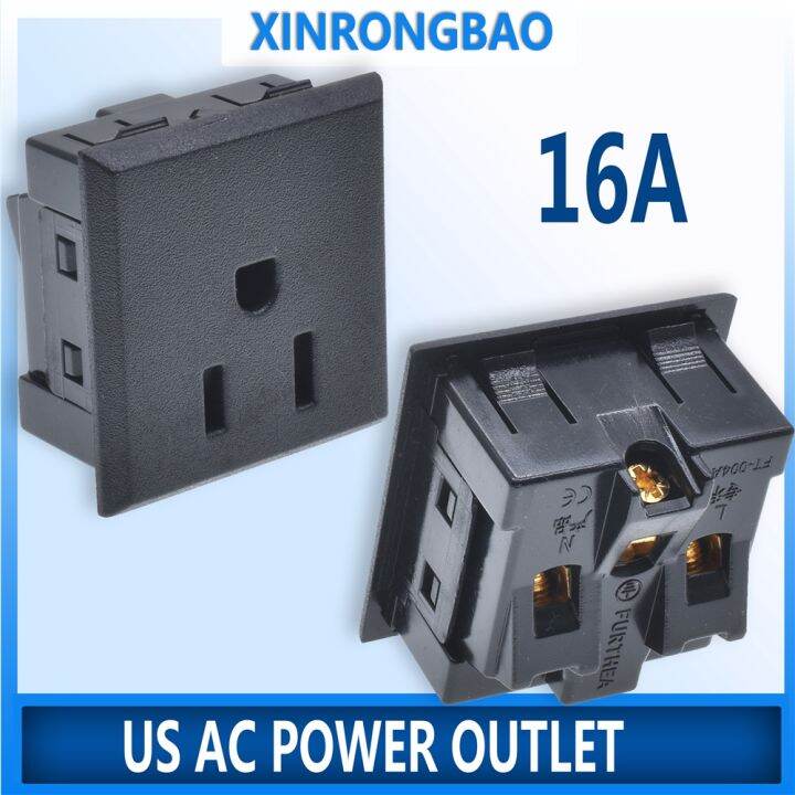 Chassis Female 3PIN AC US Nema 5-15R Inline Socket Plug Adapter ...