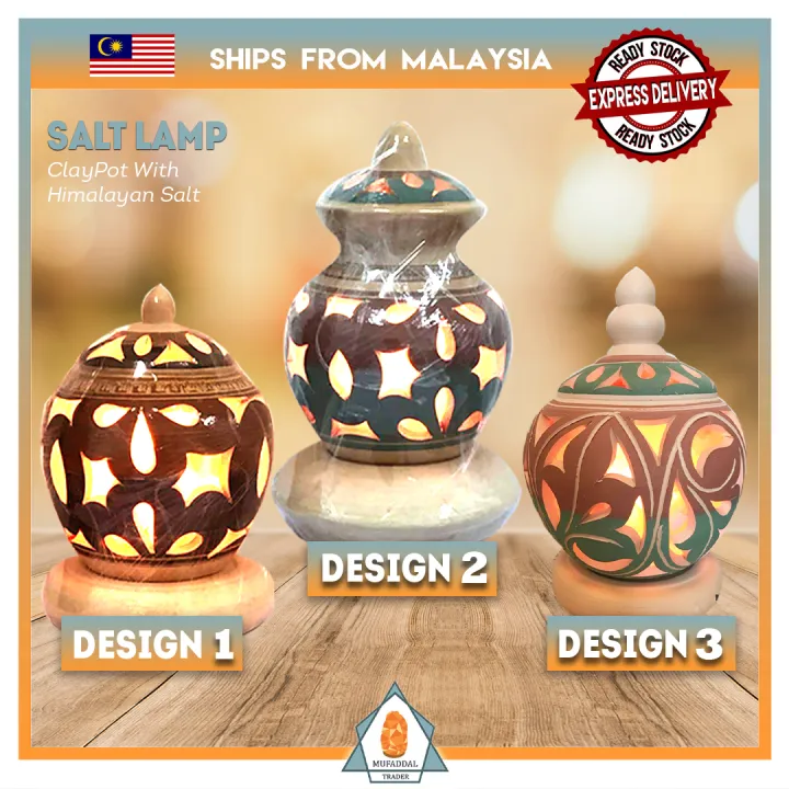 Himalayan Rock Salt Lamp - Clay Pot - Lampu Garam Batu Himalaya ...