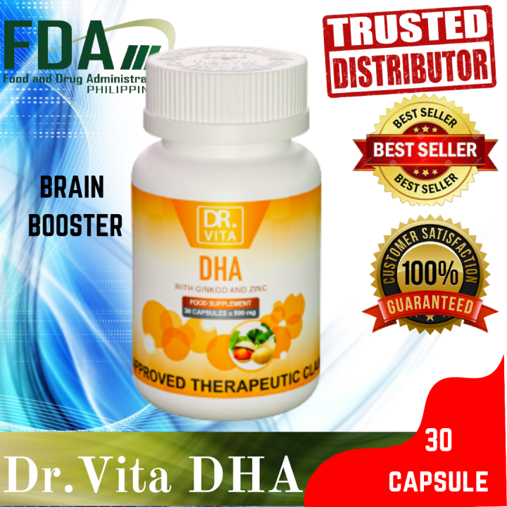Dr. Vita DHA with Ginkgo and Zinc (For Adult & Elderly) - Memory Enhancer (500mg / 30 Capsules ...