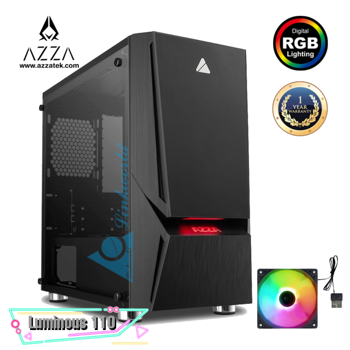 AZZA Micro ATX Mid Tower Tempered Glass RGB Gaming Case LUMINOUS 110 - Black | Lazada.co.th