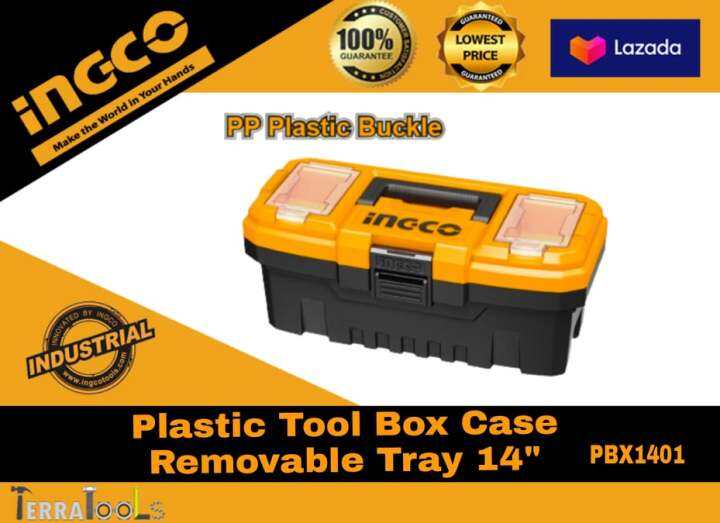 Ingco Original 14" Plastic Tool Box Case with Removable Tray PBX1401 ...