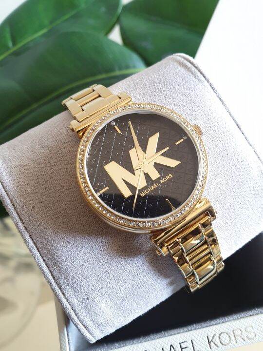 Original Michael Kors MK4334 Ladies Watch Sofie Crystal Gold, Black ...