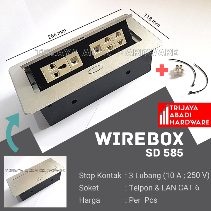 Wire Box SD 585 Stop Kontak Tanam 3 Lubang Meja / Lantai LAN Telpon Wirebox Colokan Listrik ...